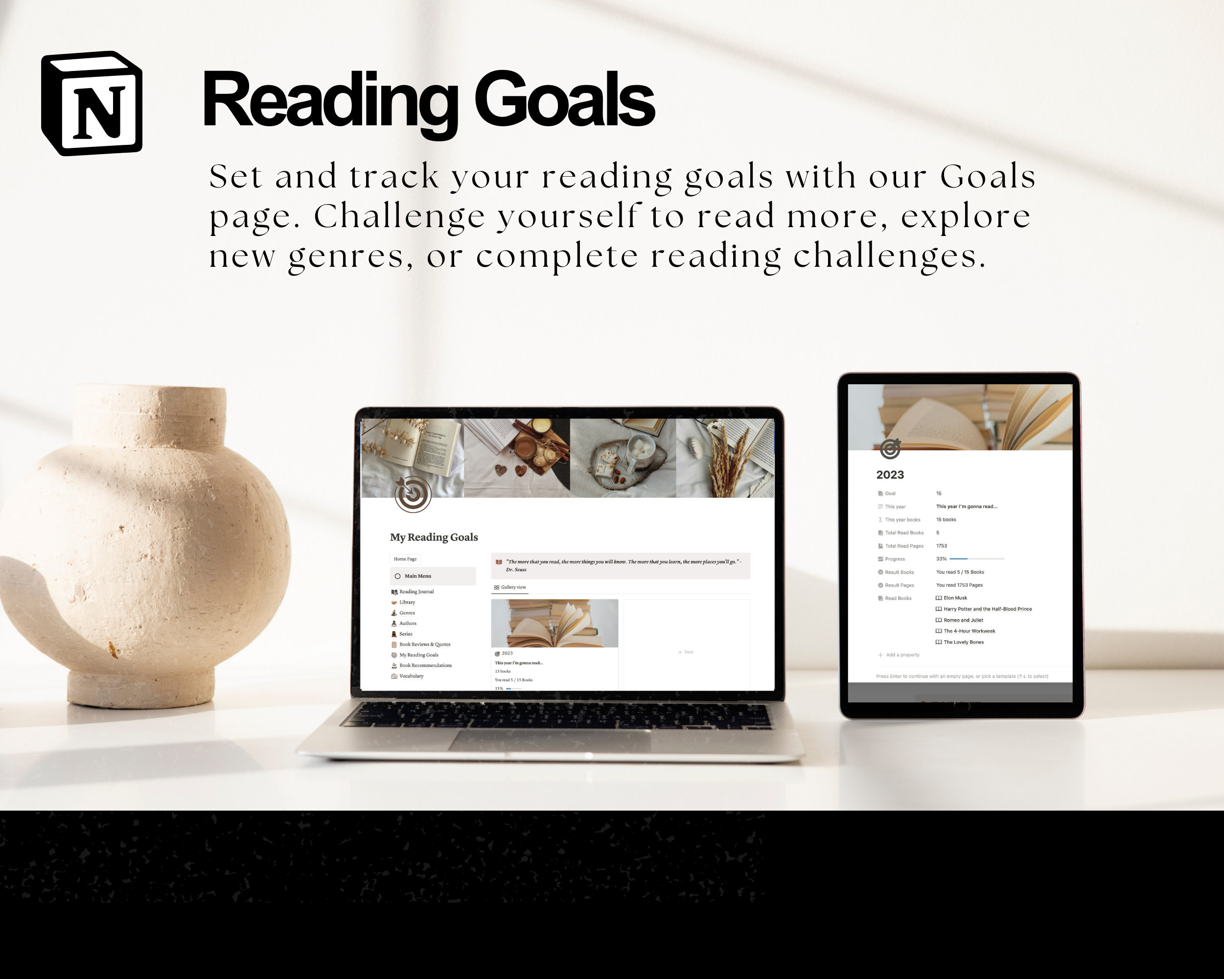 Notion Reading Journal | Notion Book Tracker | Notion Dashboard ...