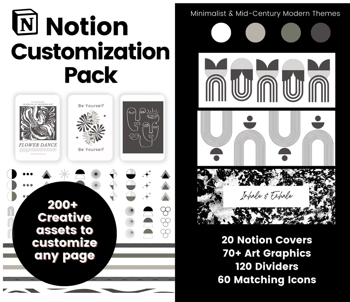 Notion Customization Pack Notion Icons Notion Covers Notion Expansion Pack Etsy