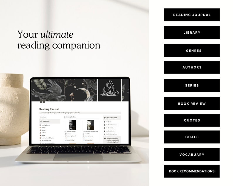 Notion Reading Journal | Notion Book Tracker | Notion Dashboard ...