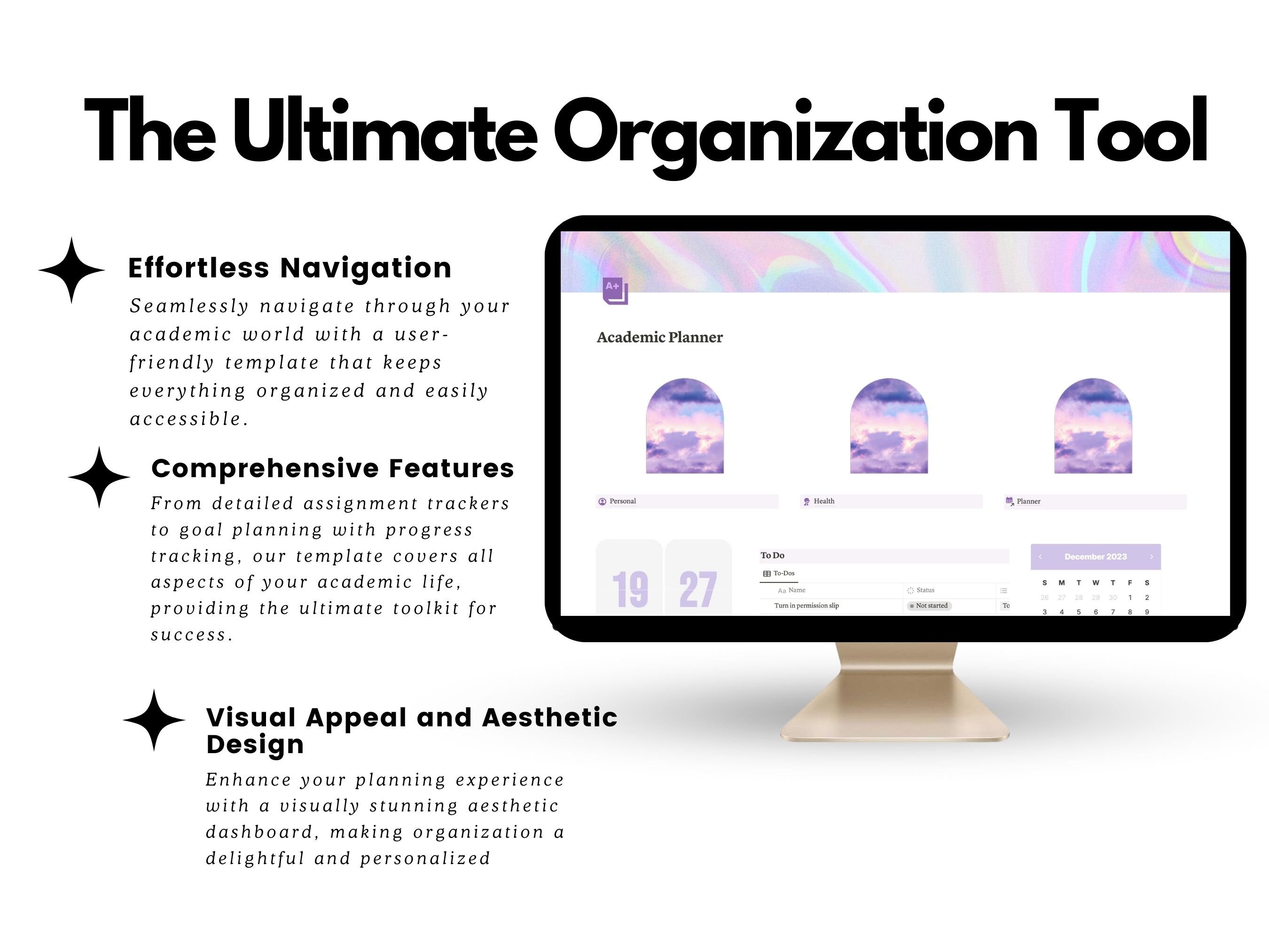 Purple Dreams Notion Academic Planner Pastel Aethetic Notion Dashboard ...