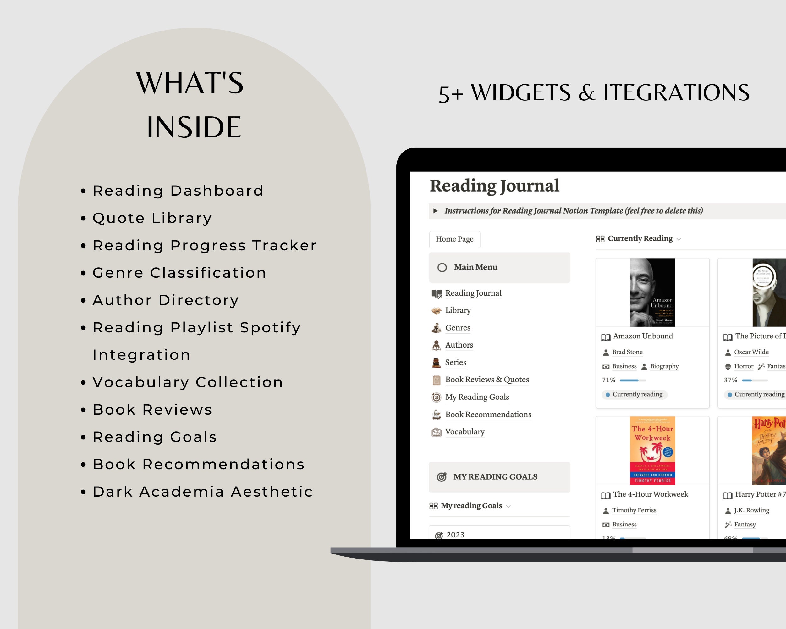 Notion Reading Journal | Notion Book Tracker | Notion Dashboard ...