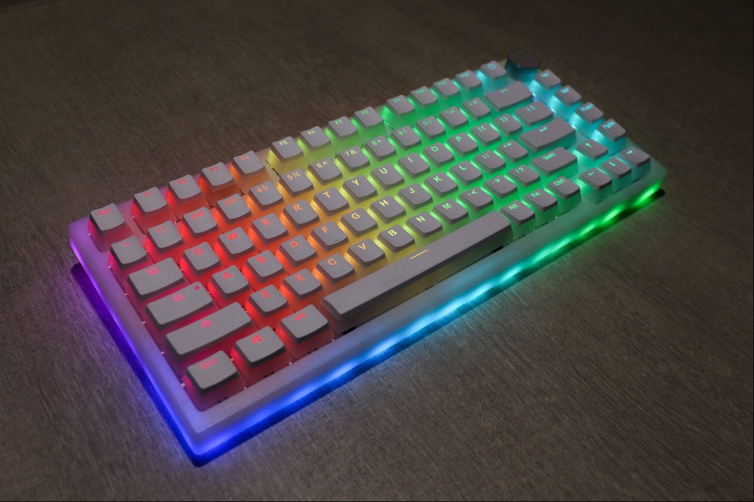 75% Custom Transparent Mechanical Keyboard With White Pudding Keycaps ...