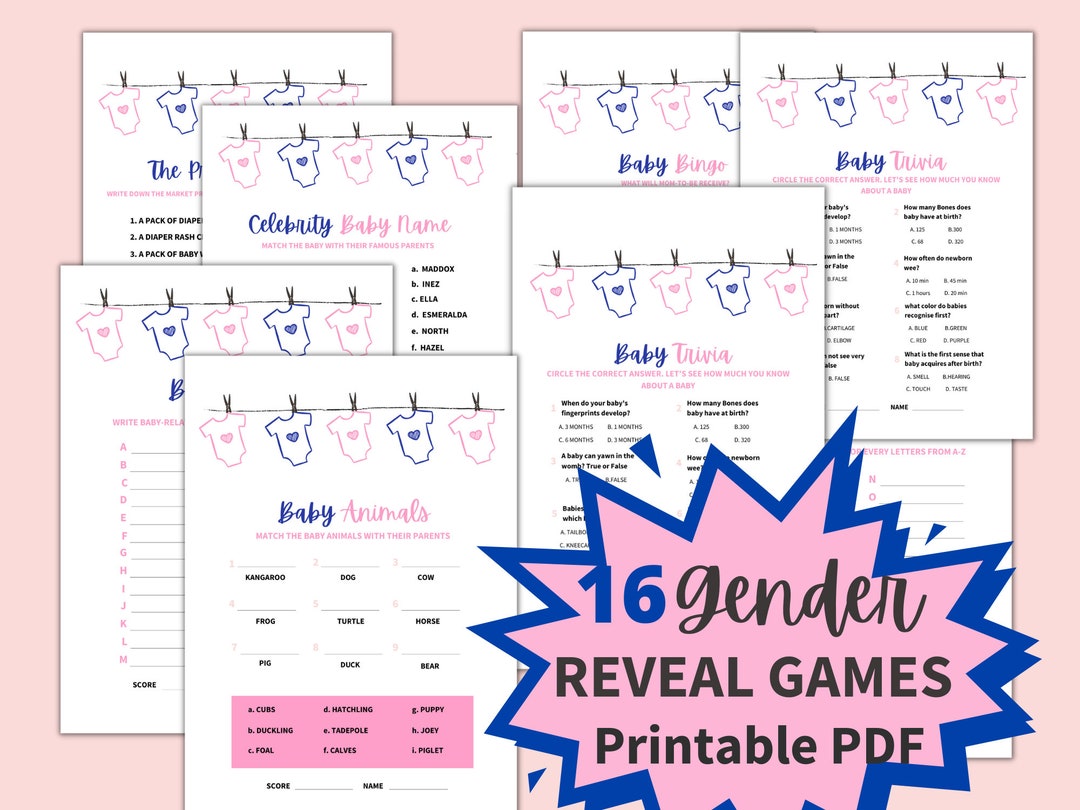 Blue or Pink Gender Reveal, Gender Reveal Game Bundle, Gender Reveal ...