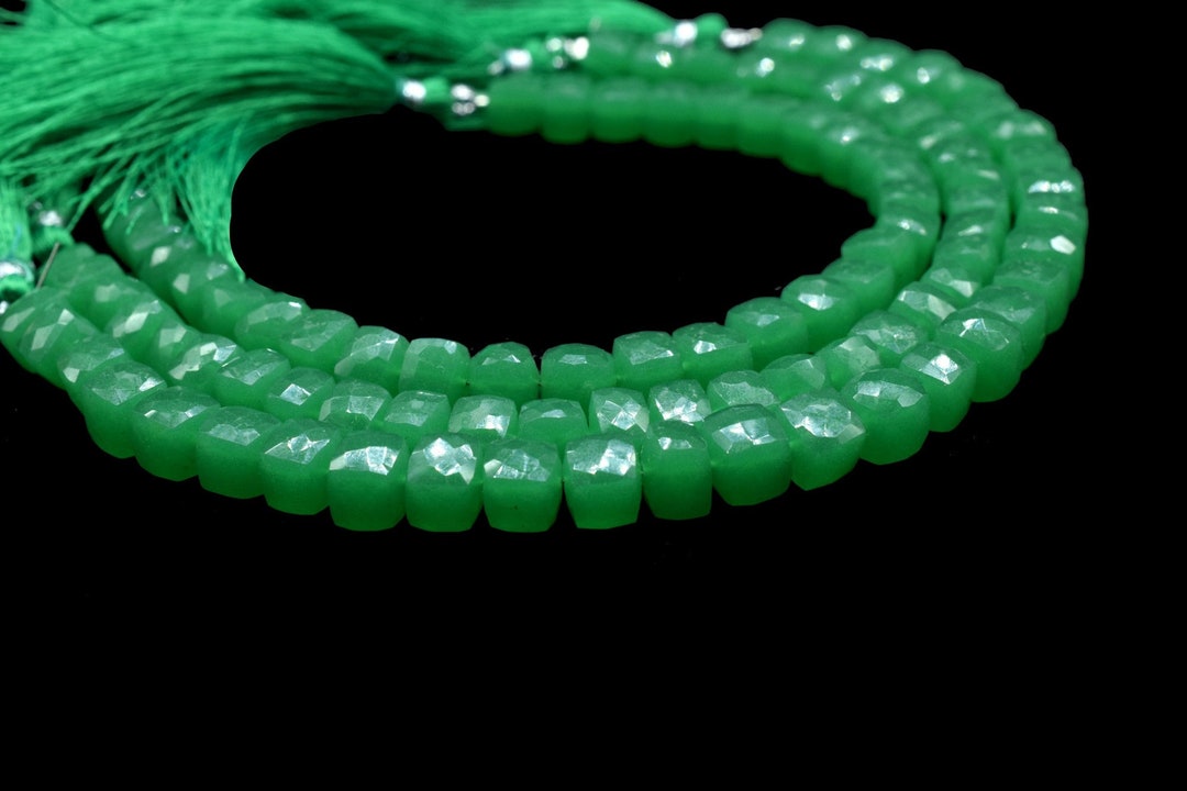 Green Onyx Cube Shape Briolettes,8mm Faceted Cube Strand,onyx Cubes ...