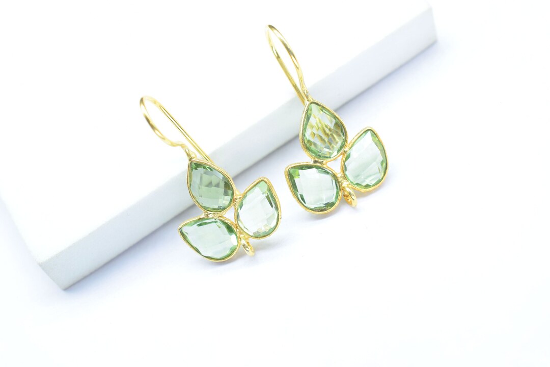 Green Amethyst Earring/handmade Earrings/gold Plated Earring/earring ...