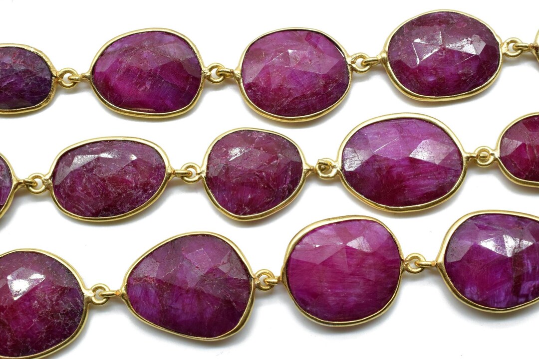 Ruby Station Link Chain,ruby Handmade Link Chain,ruby Connectors,ruby ...