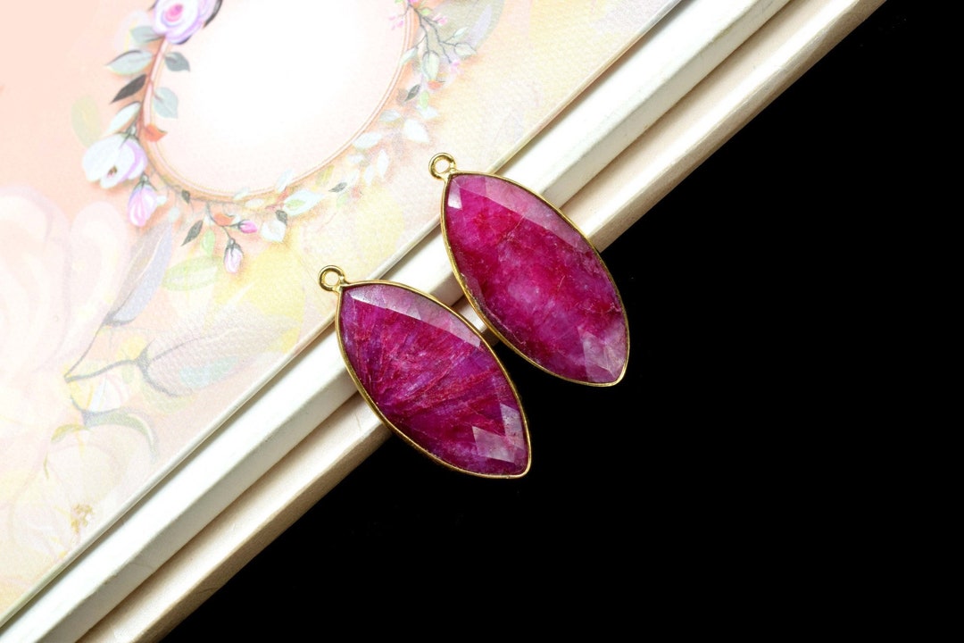 Natural Ruby 15x30mm Marquise Shape Single Bail Connector,ingle Loop ...
