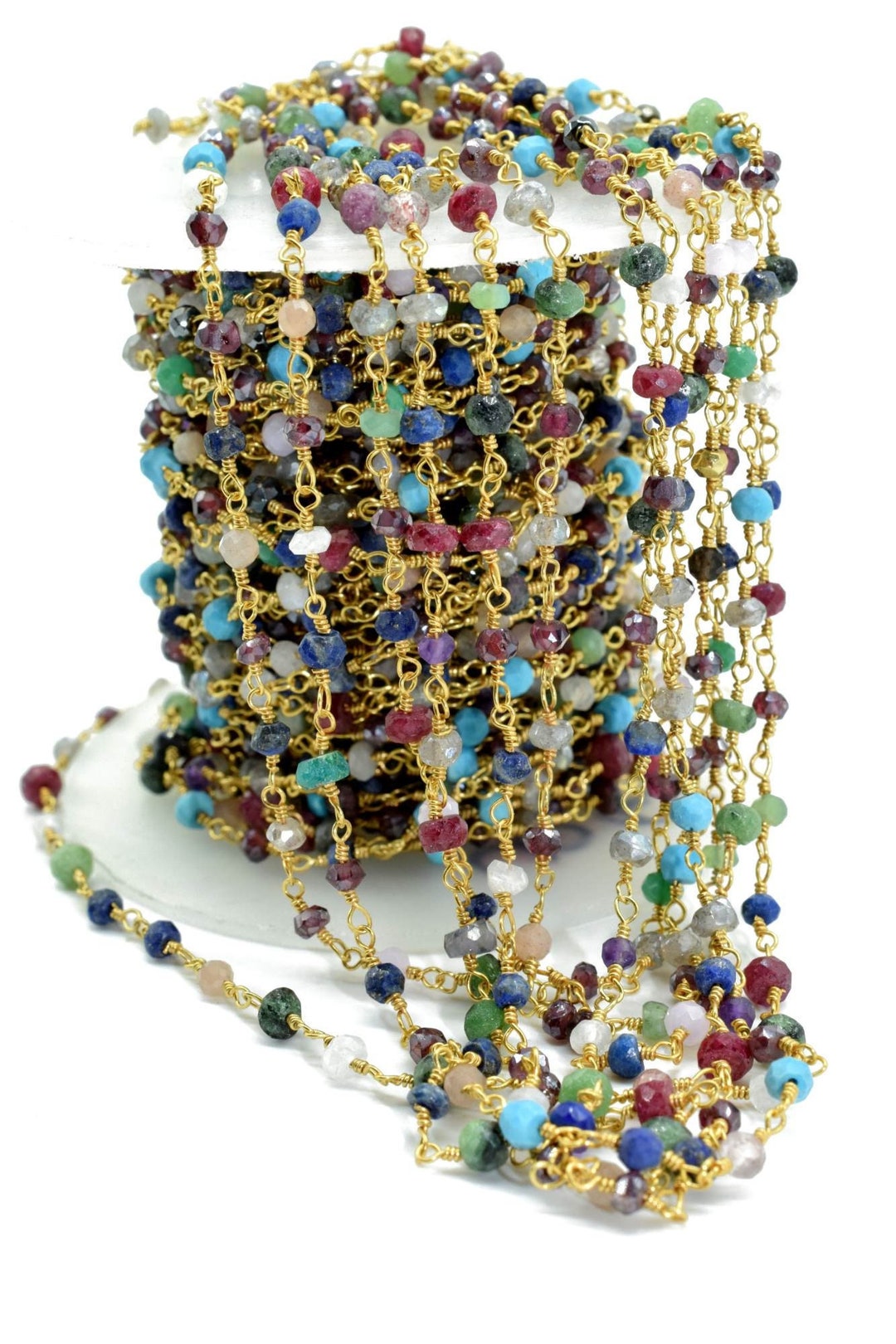Chaîne perlée de style chapelet multi-pierres de 3 mm, chaînes de ...