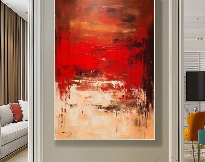 Red Arch Wall Art Painting Red Wall Art Abstract Red Painting Large Red ...