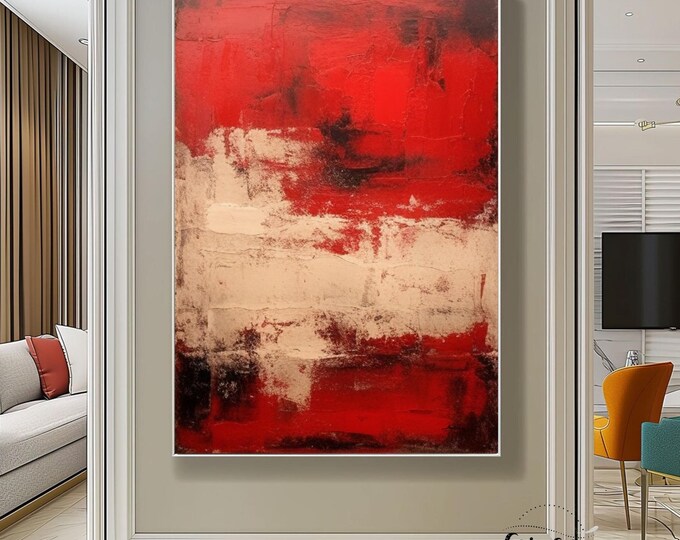 Red Arch Wall Art Painting Red Wall Art Abstract Red Painting Large Red ...