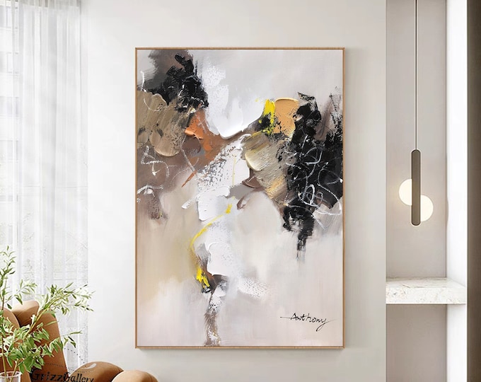 Marrone Texture astratta Wall Art Grande pittura astratta Pittura ...