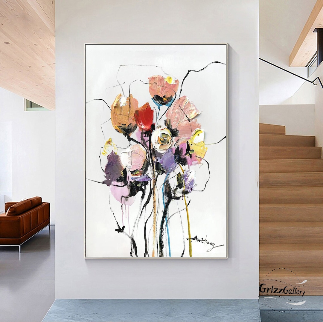 Original Textured Flower Painting Modern Abstract Textured Flower ...