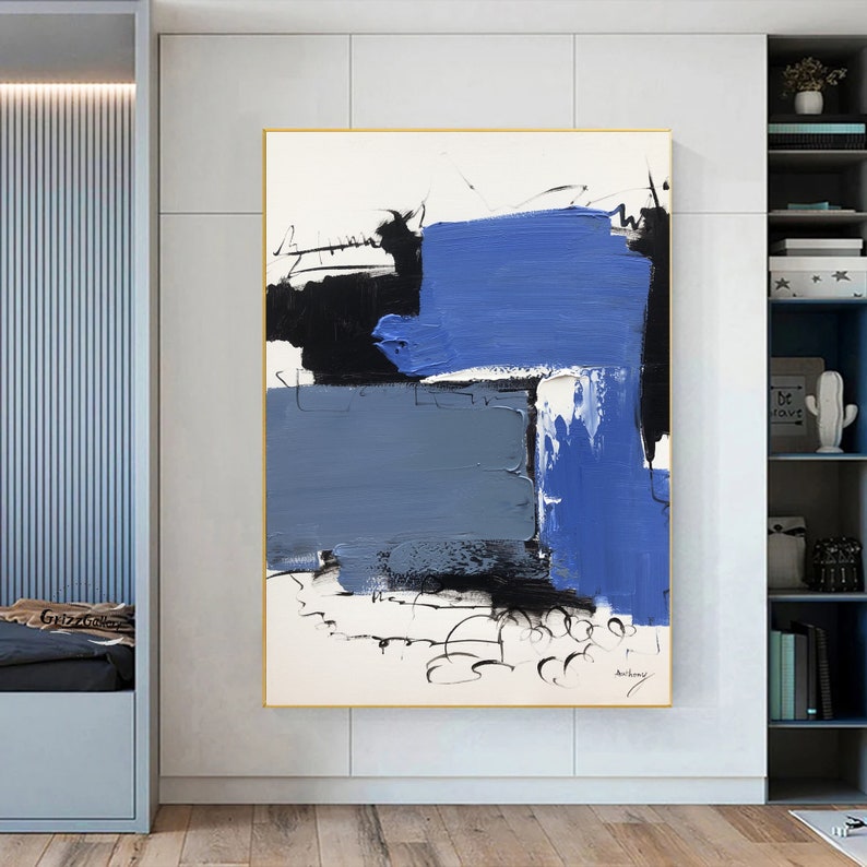 Large Blue Abstract Painting Blue Textured Abstract Wall Art - Etsy