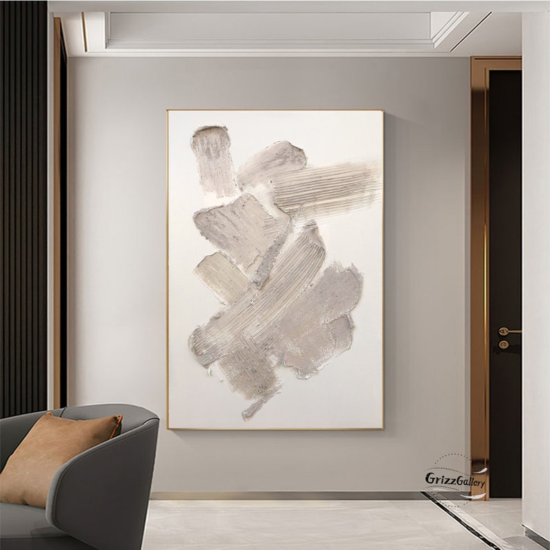 Beige Textured Abstract Painting Large Beige Minimalist - Etsy