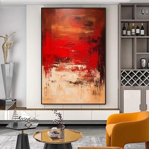 Red Abstract Painting Red Texture Painting Large Abstract Art Large ...