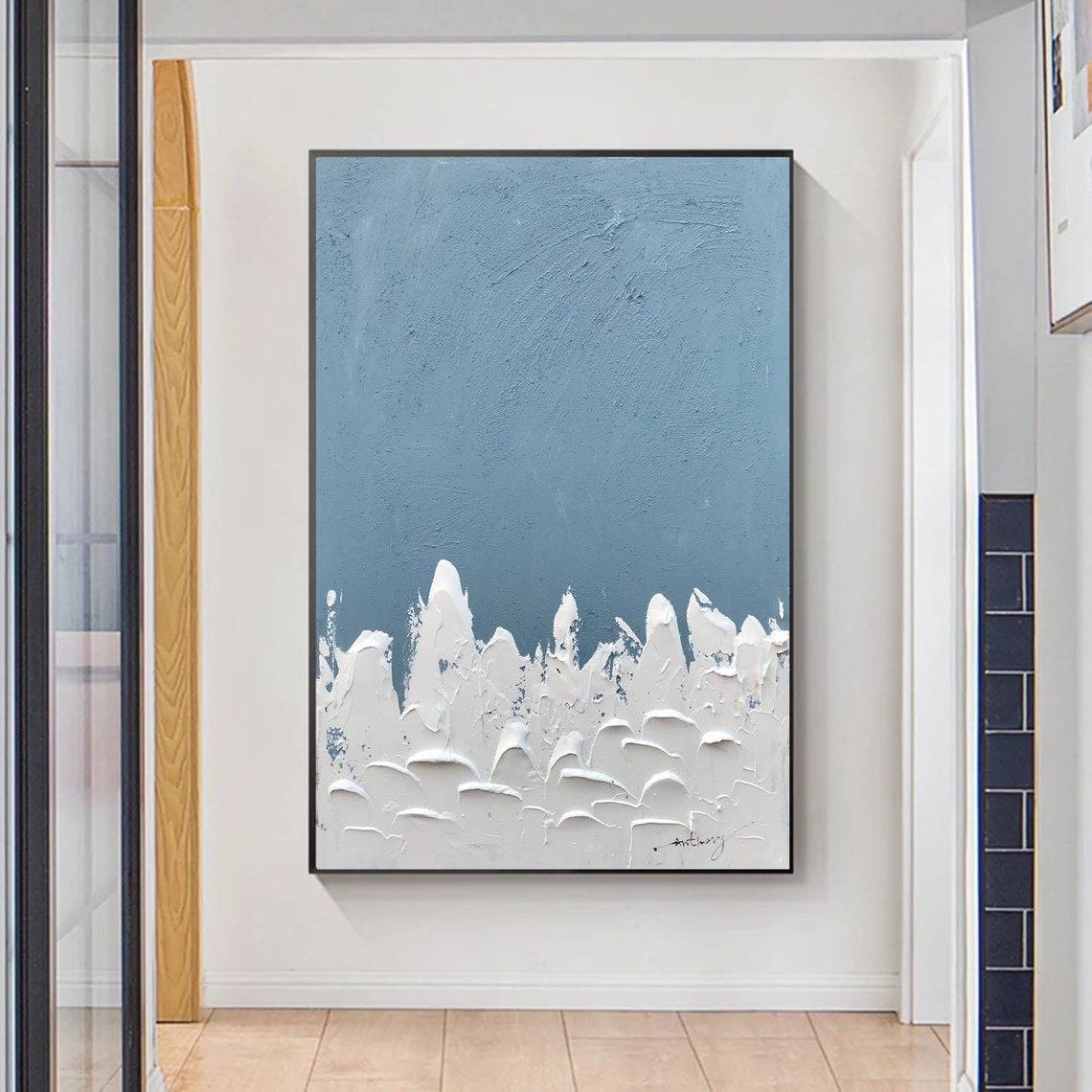 Modern Blue Abstract Painting Large Minimalist Abstract Blue - Etsy