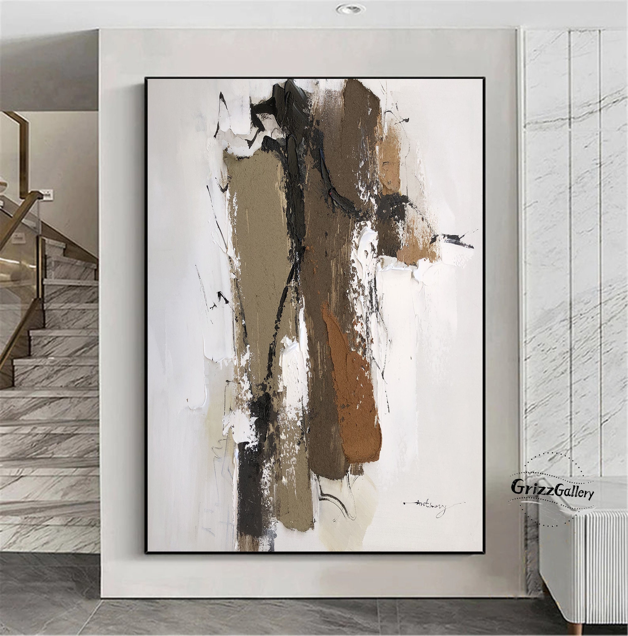 Brown Texture Abstract Painting Large Abstract Minimalist Painting ...