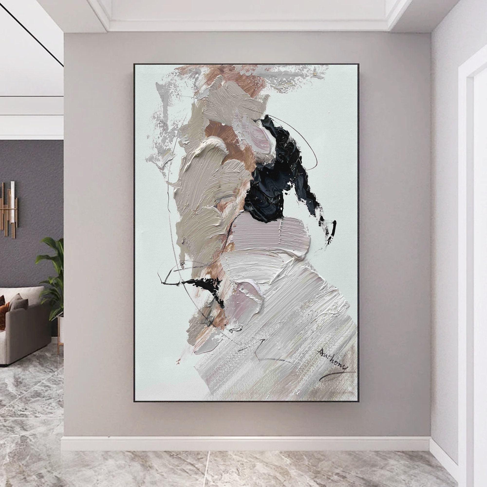 Large Abstract Painting 3D Beige Texture Painting Minimalist - Etsy