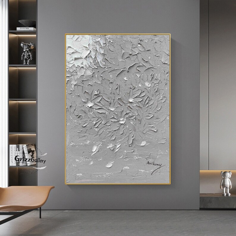 3D Gray Textured Abstract Painting Gray Textured Wall Art Large Gray ...