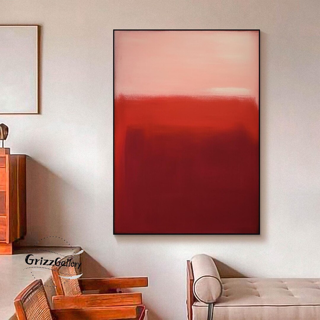 Pure Red Abstract Painting Minimalist Red Abstract Wall Art Big Red ...