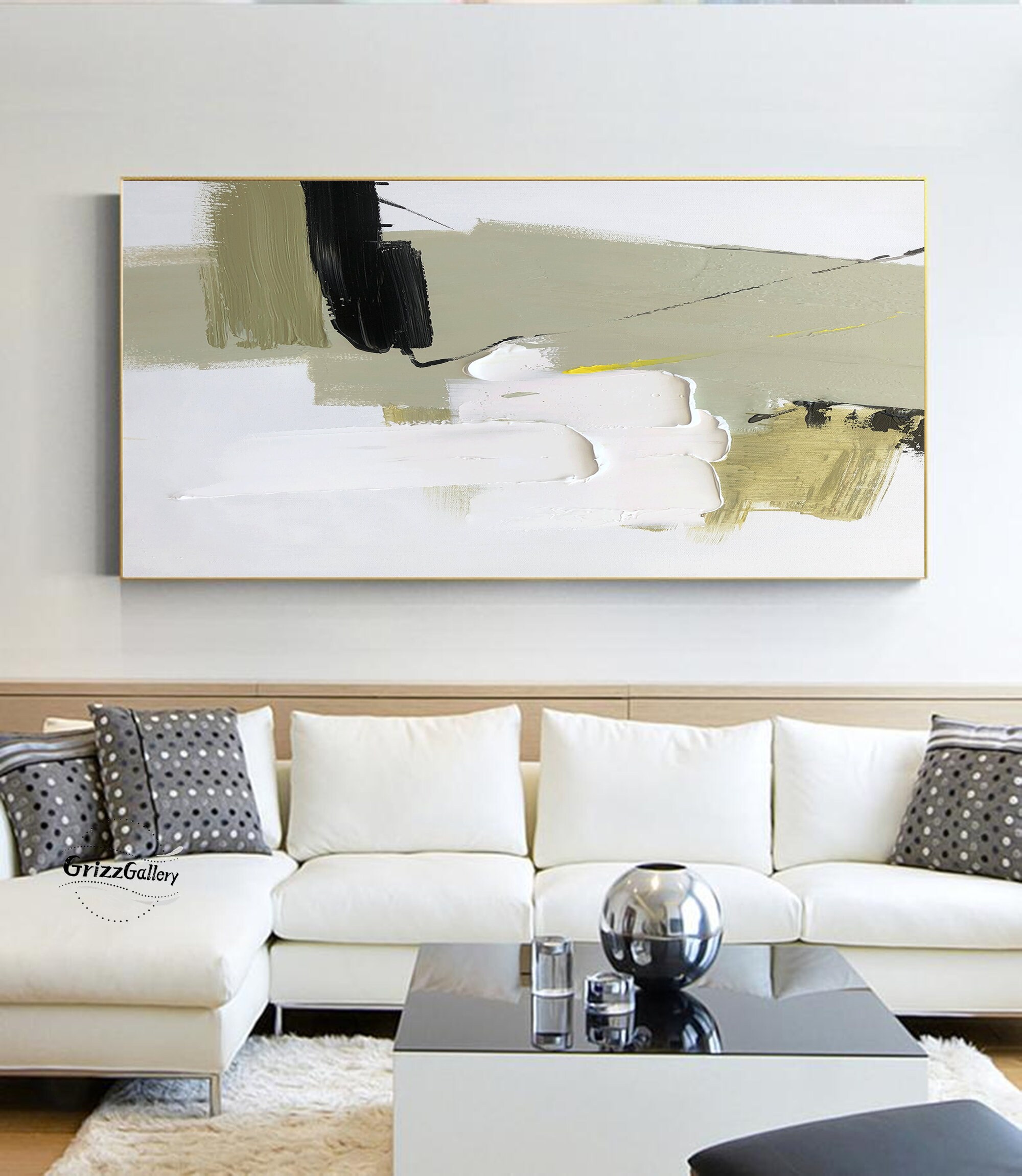 Minimalist Abstract Wall Art Green White Abstract Painting - Etsy