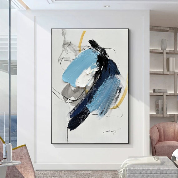 Blue White Abstract Painting