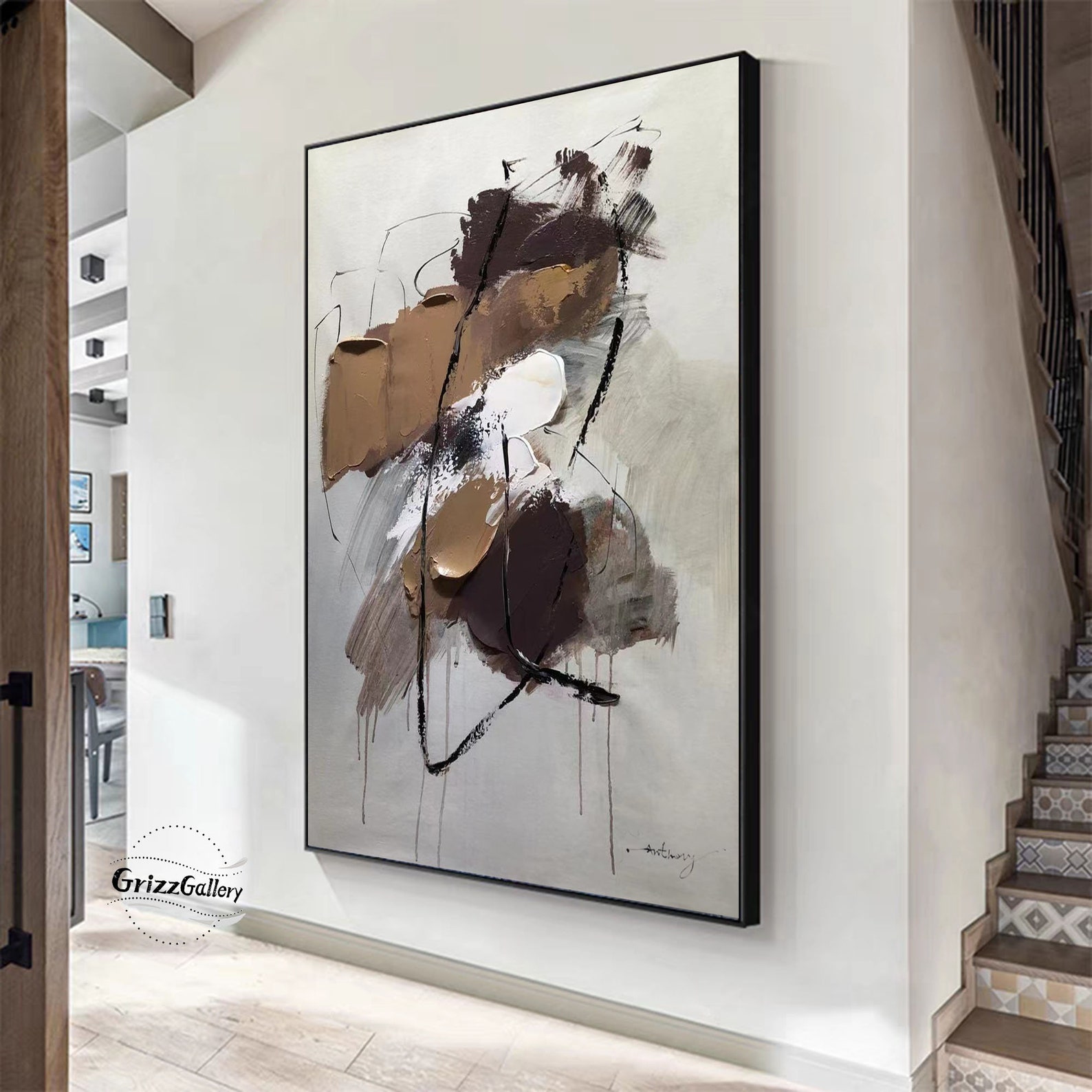 Brown Abstract Texture Wall Art Large Abstract Painting Modern Acrylic ...