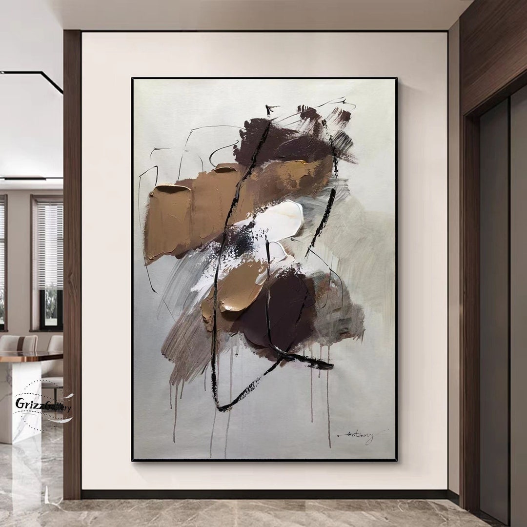 Brown Abstract Texture Wall Art Large Abstract Painting Modern Acrylic ...