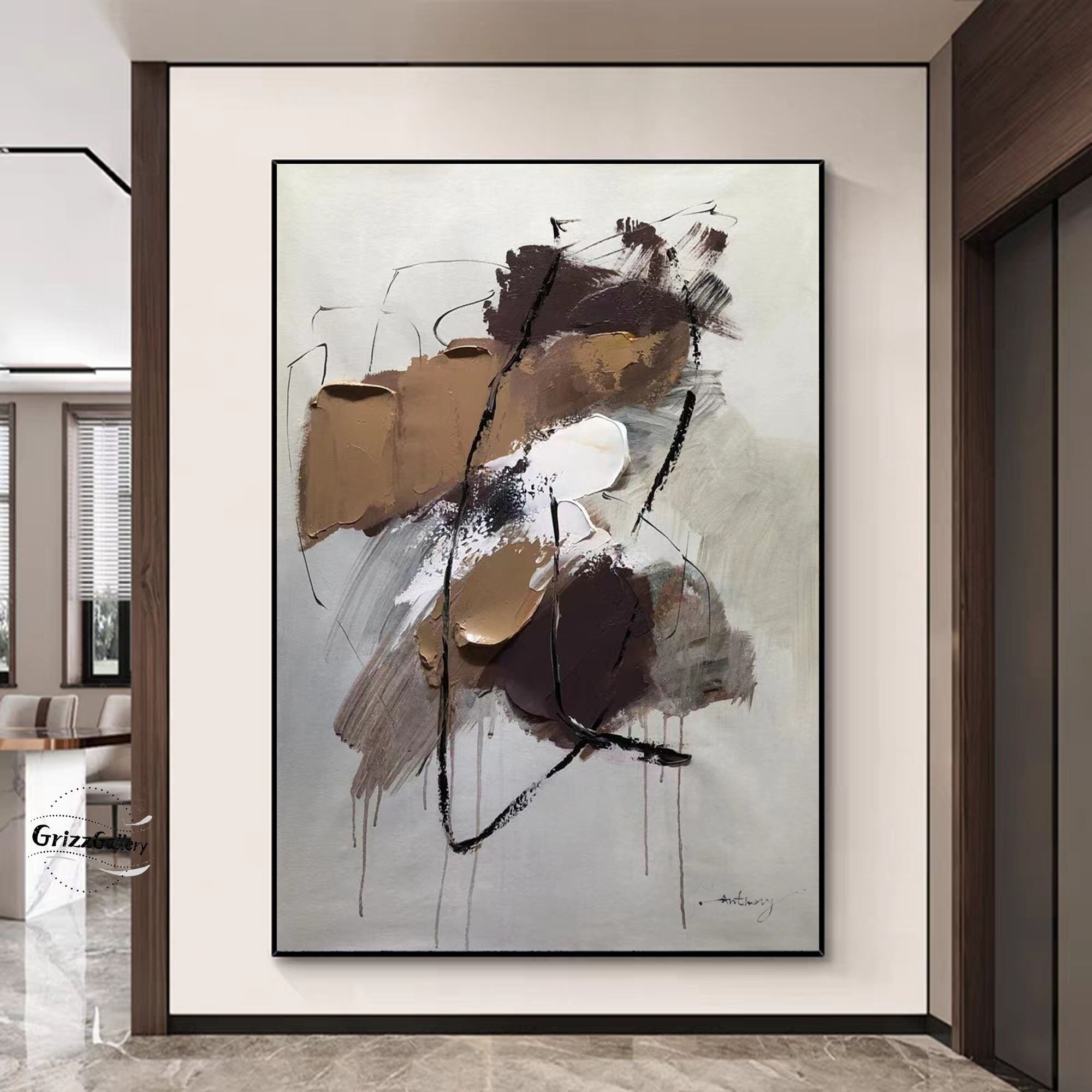 Brown Abstract Texture Wall Art Large Abstract Painting Modern Acrylic ...
