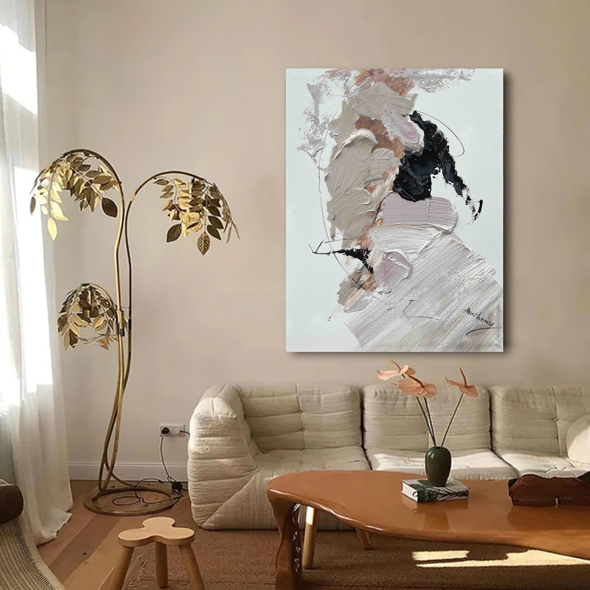 Large Abstract Painting 3D Beige Texture Painting Minimalist - Etsy
