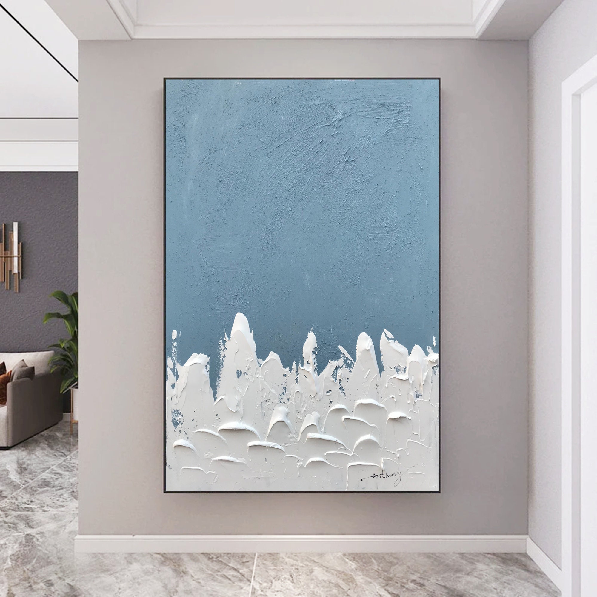 Modern Blue Abstract Painting Large Minimalist Abstract Blue - Etsy