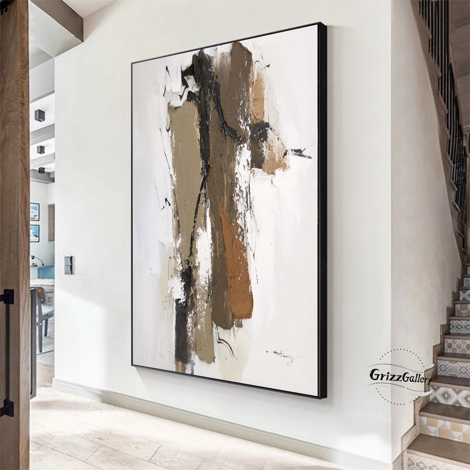 Brown Texture Abstract Painting Large Abstract Minimalist Painting ...