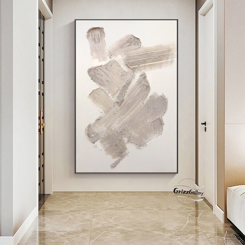Beige Textured Abstract Painting Large Beige Minimalist - Etsy