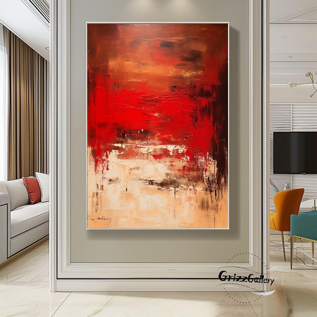 Red Abstract Painting Red Texture Painting Large Abstract Art Large ...