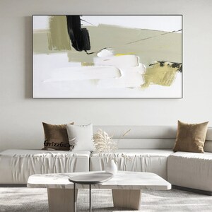 Minimalist Abstract Wall Art Green White Abstract Painting Light Green ...