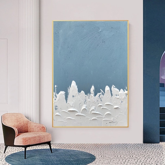 Modern Blue Abstract Painting Large Minimalist Abstract Blue - Etsy