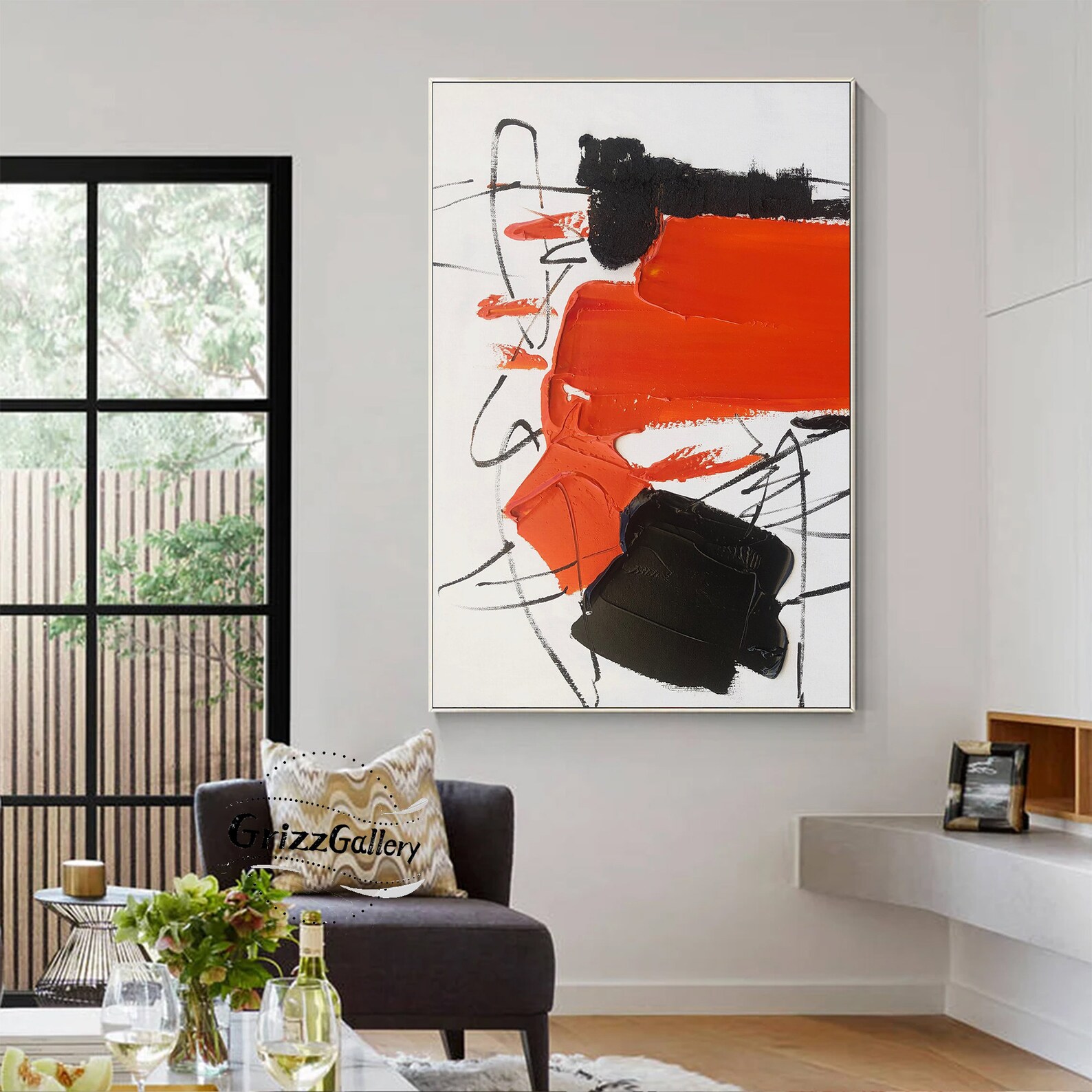 Large Abstract 3D Texture Painting Orange and Red Abstract - Etsy