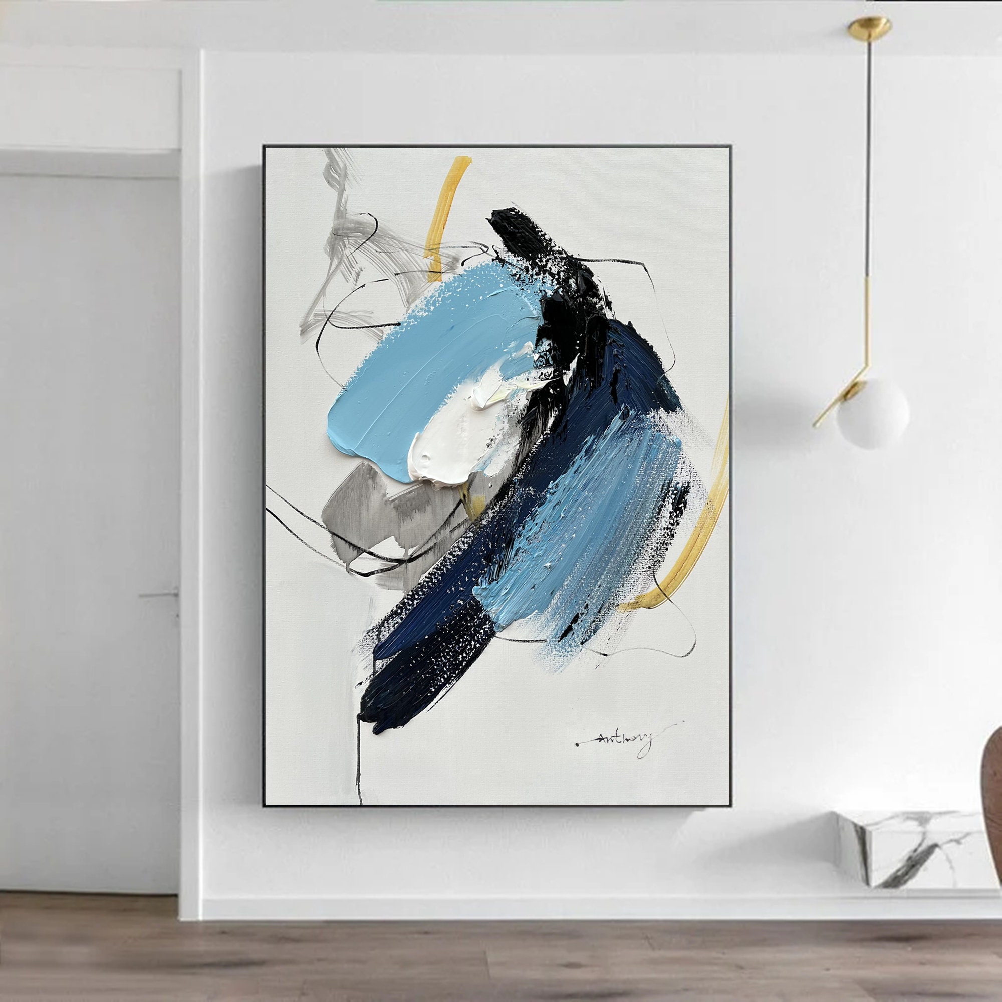 Minimalist Texture Painting Large Blue Abstract Texture Wall - Etsy