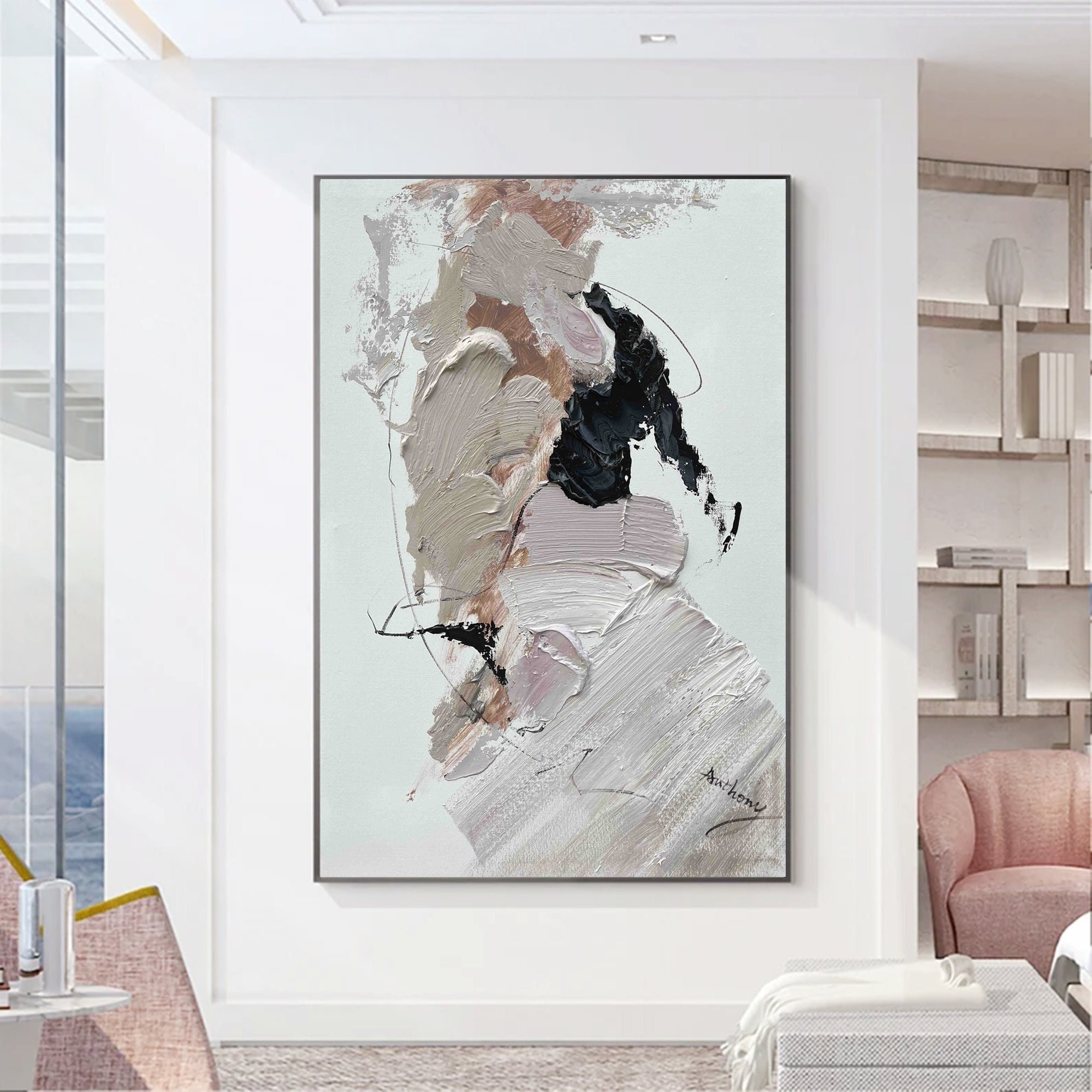Large Abstract Painting 3D Beige Texture Painting Minimalist - Etsy