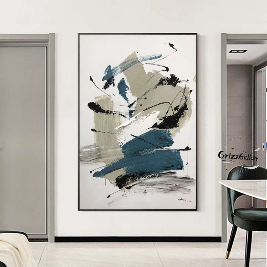 Minimalist Texture Painting Large Original Abstract Painting Blue ...