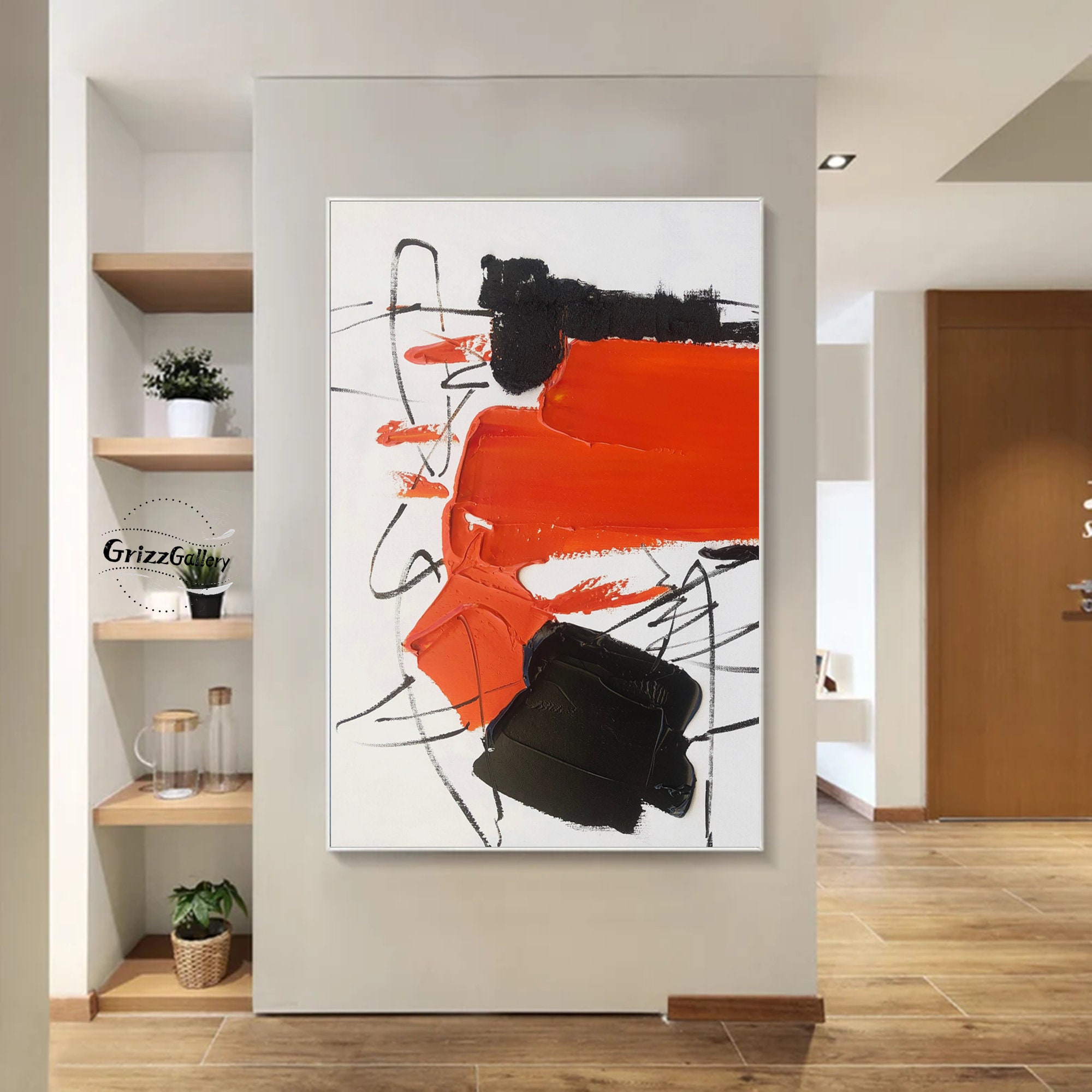 Large Abstract 3D Texture Painting Orange and Red Abstract - Etsy