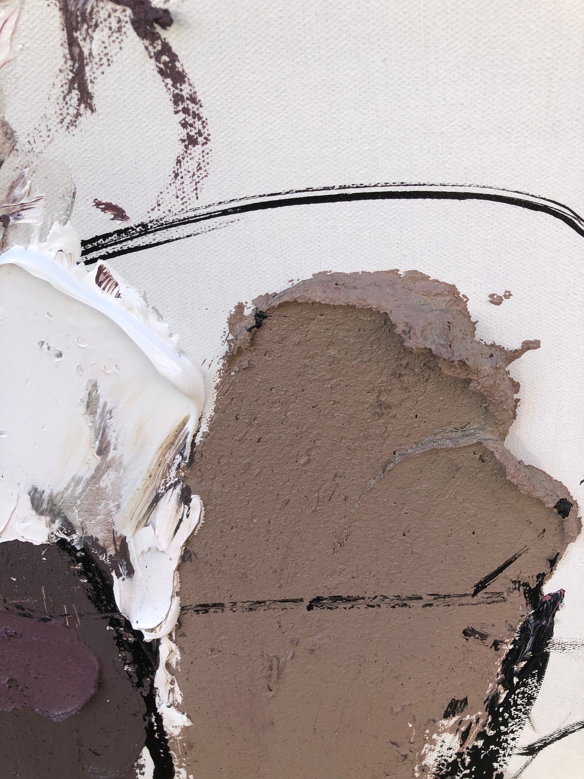 Brown Abstract Texture Painting Large Brown and White Abstract Painting ...