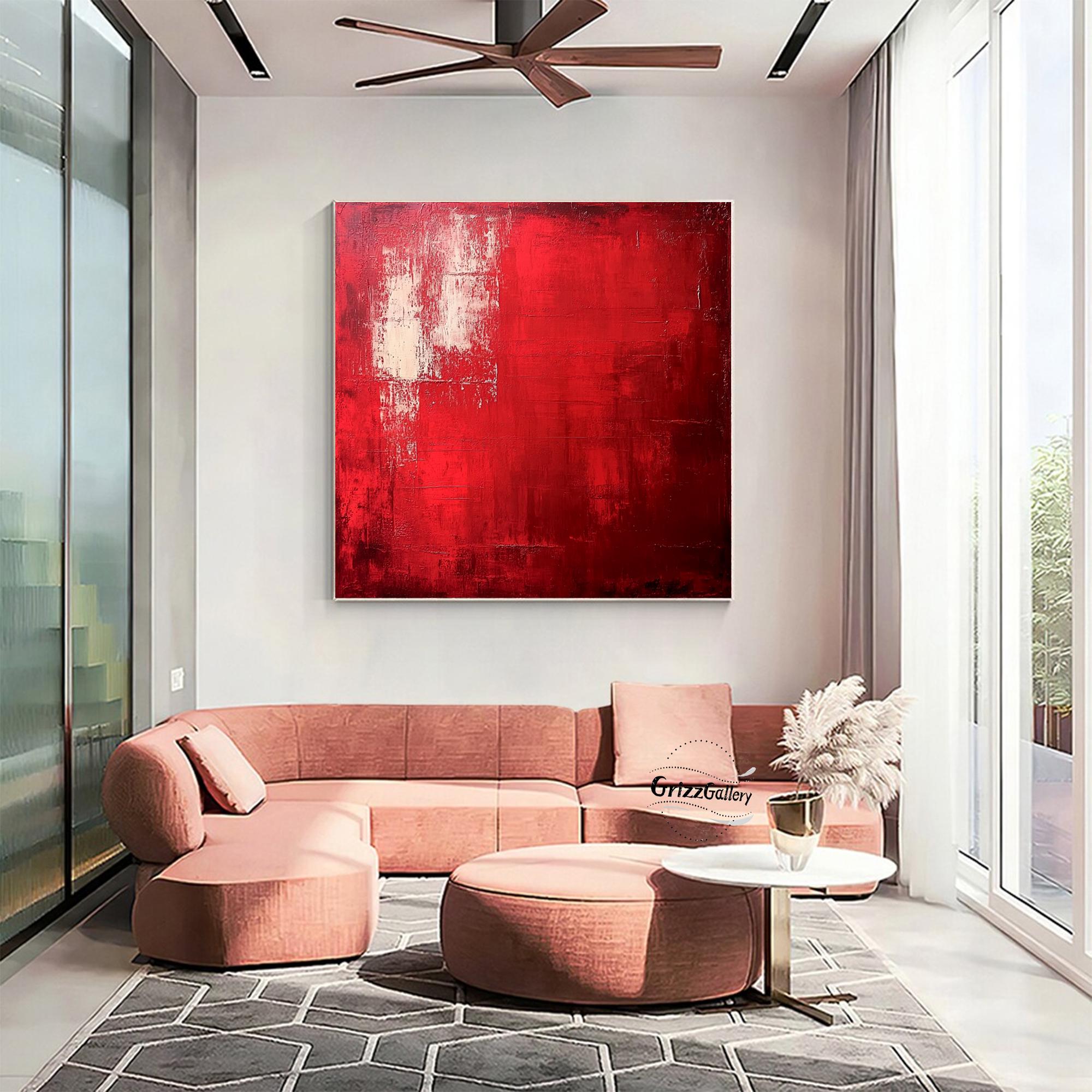 Red Abstract Painting Original Red Abstract Canvas Painting Large ...