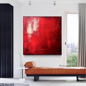 Red Abstract Painting Original Red Abstract Canvas Painting Large ...
