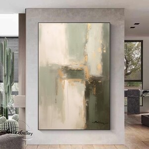 Large Abstract Green Painting Green Minimalist Abstract Painting Modern ...