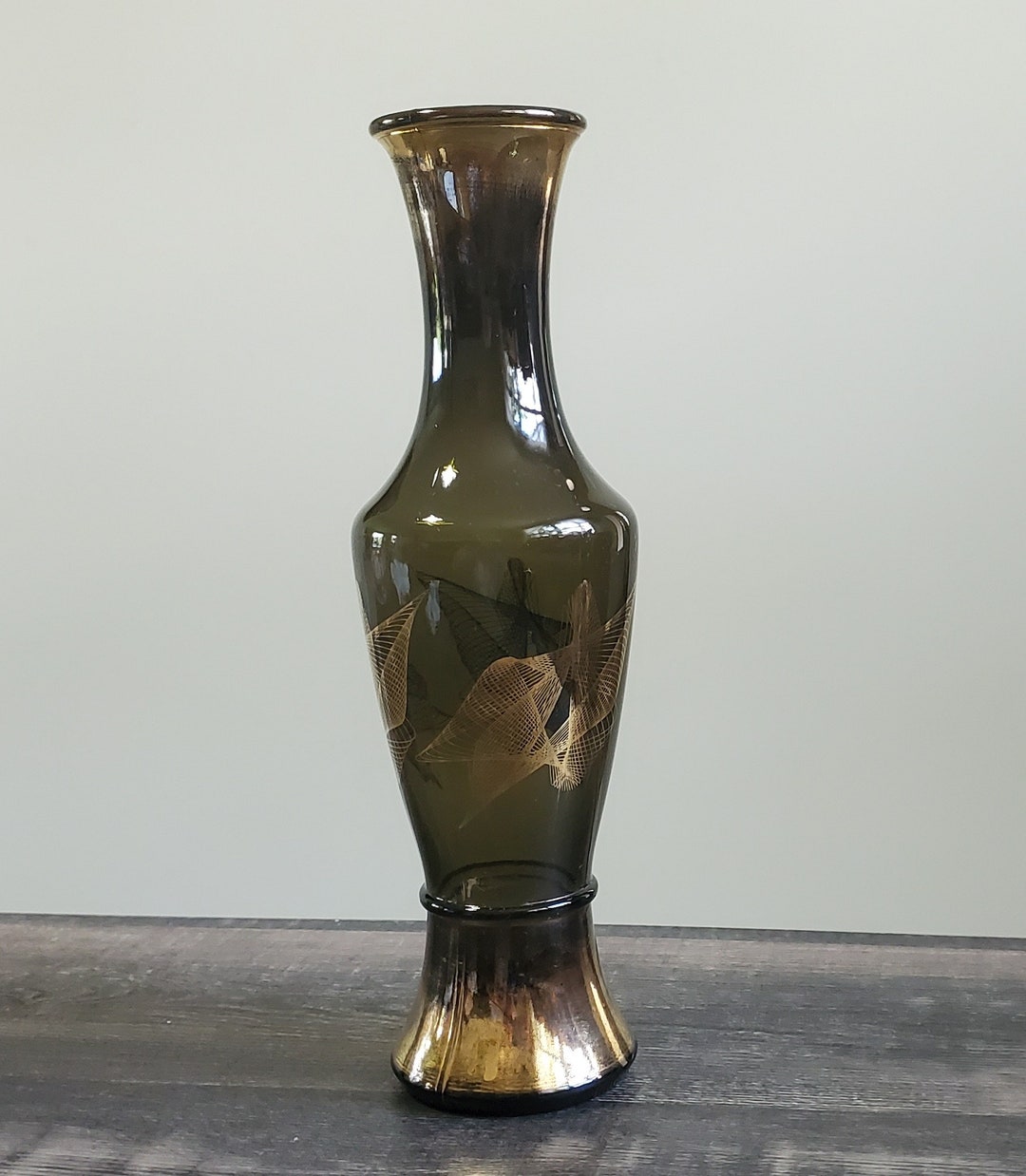 Vintage Wheatonware Atomic Gold Vase Smoke Green - Etsy