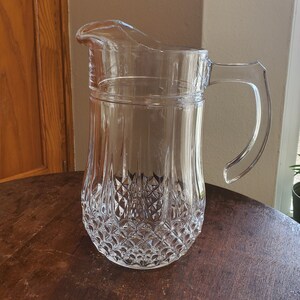 Vintage Crystal Water Pitcher - Diamond Point Pattern - Etsy