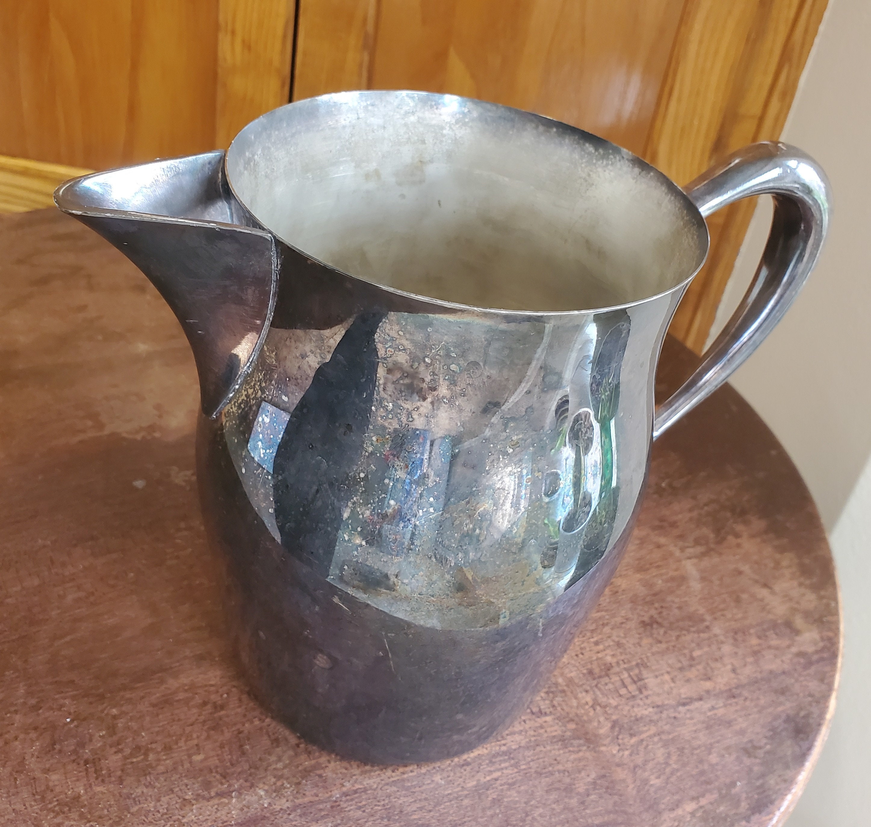 Vintage Silver on Copper Water Pitcher With Rainbow Tarnish - Etsy