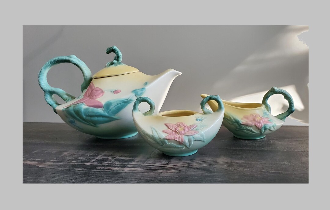 Vintage Hull Woodland Teapot, Sugar Bowl, and Creamer Matte Glaze - Etsy