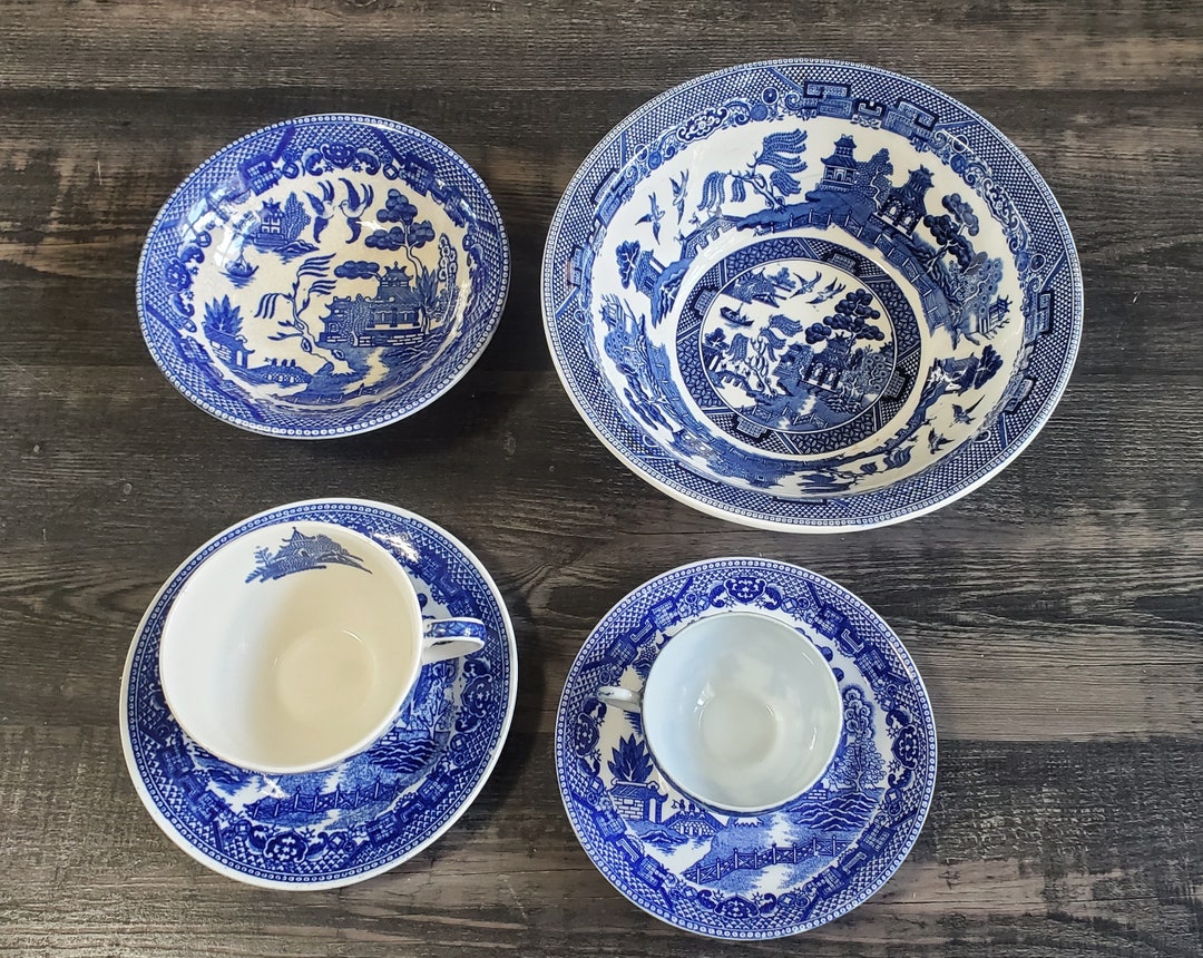 Vintage "willow" Dishes Assorted, Tea Cups, Plates, Bowls - Etsy